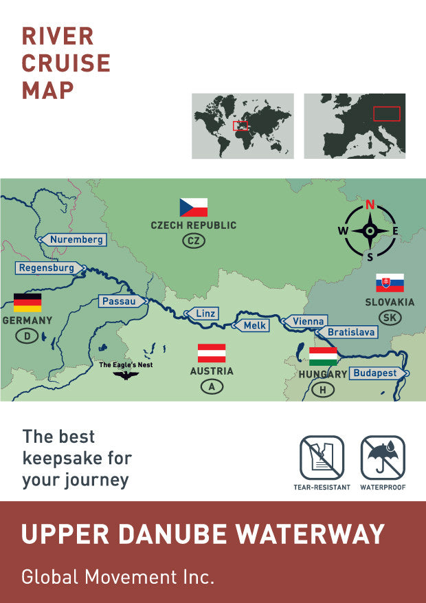 European River Cruise Map / Upper Danube Waterways /Budapest-Nuremberg ...
