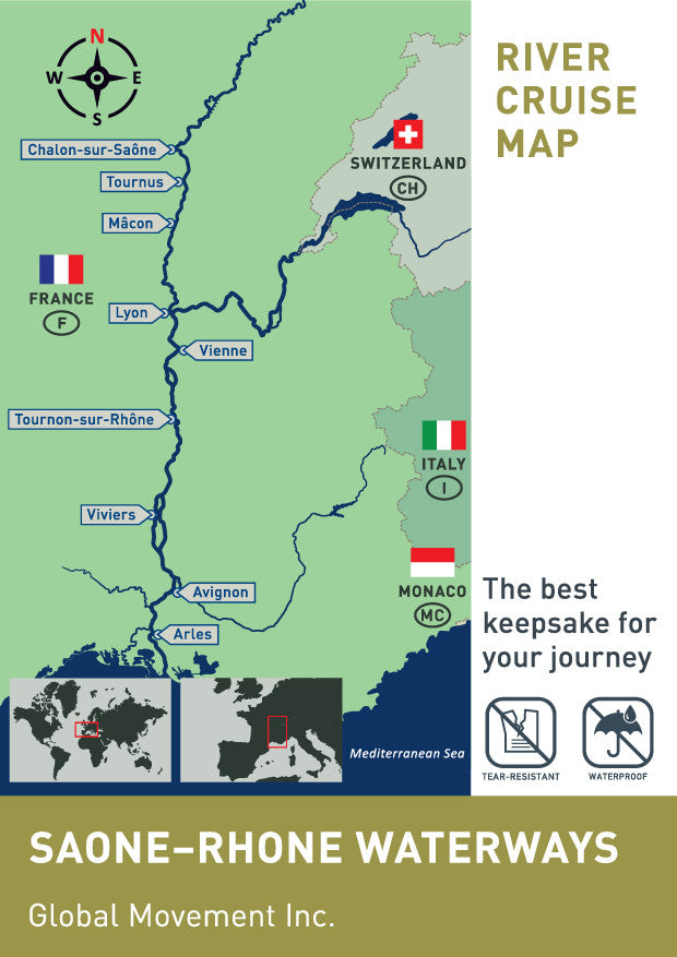European River Cruise Map Saone-Rhone Waterways/Chalon-Sur-Saone-Arles ...